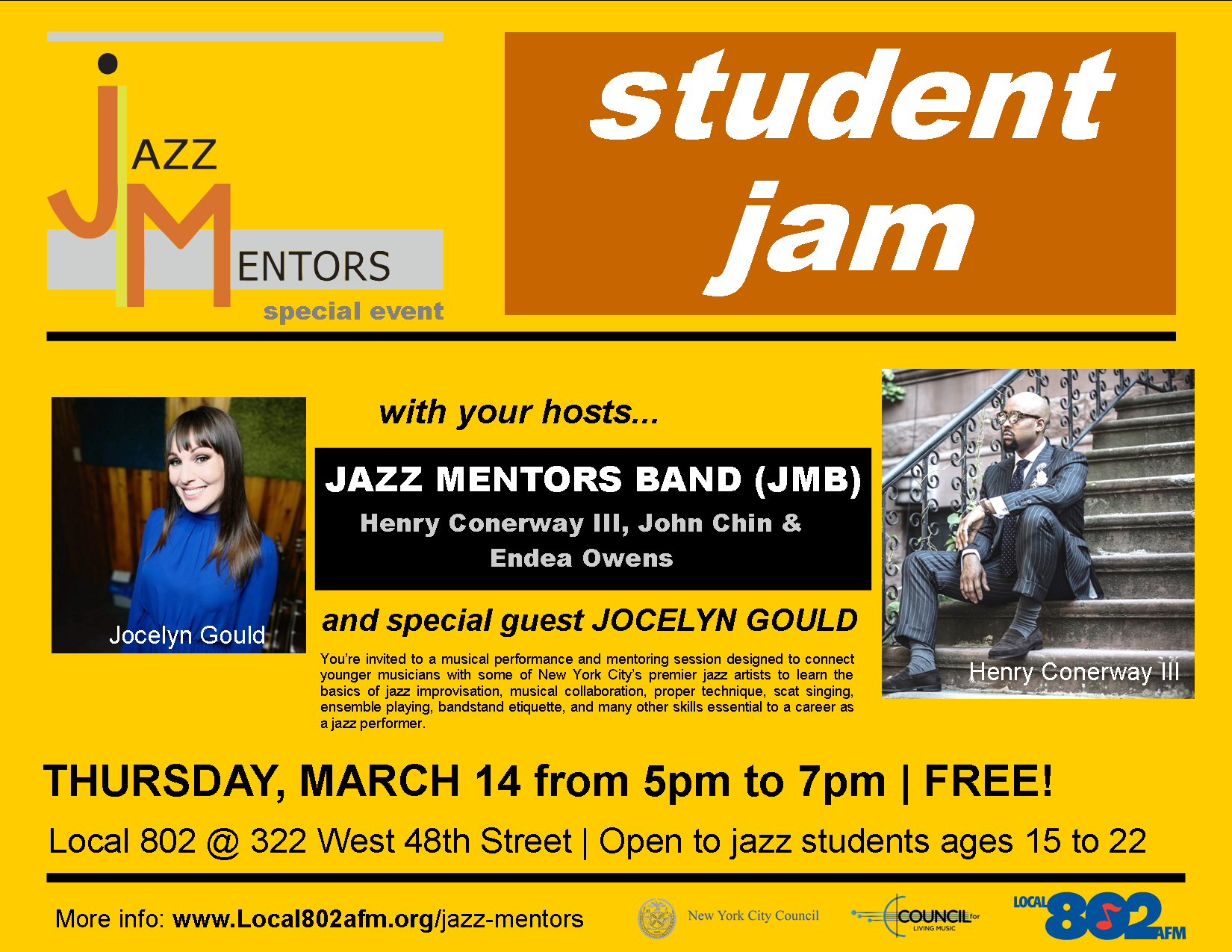 Jazz Mentors Student Jam | Local 802 AFM