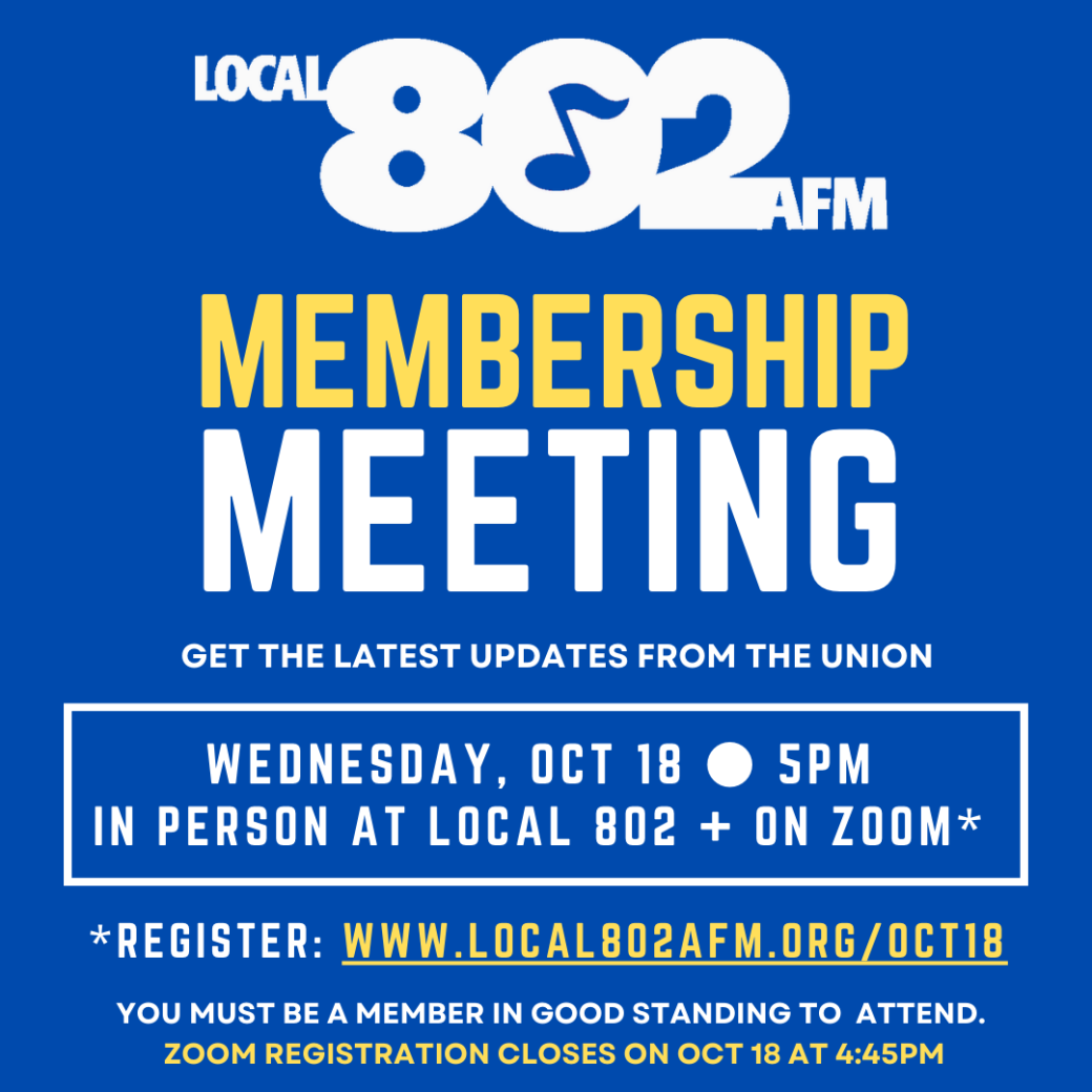 Local 802 membership meeting | Local 802 AFM
