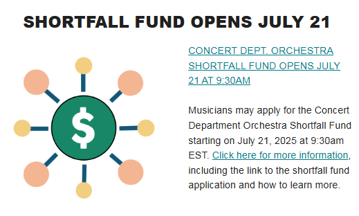 SHORTFALL FUND OPENS JULY 21 | Local 802 AFM